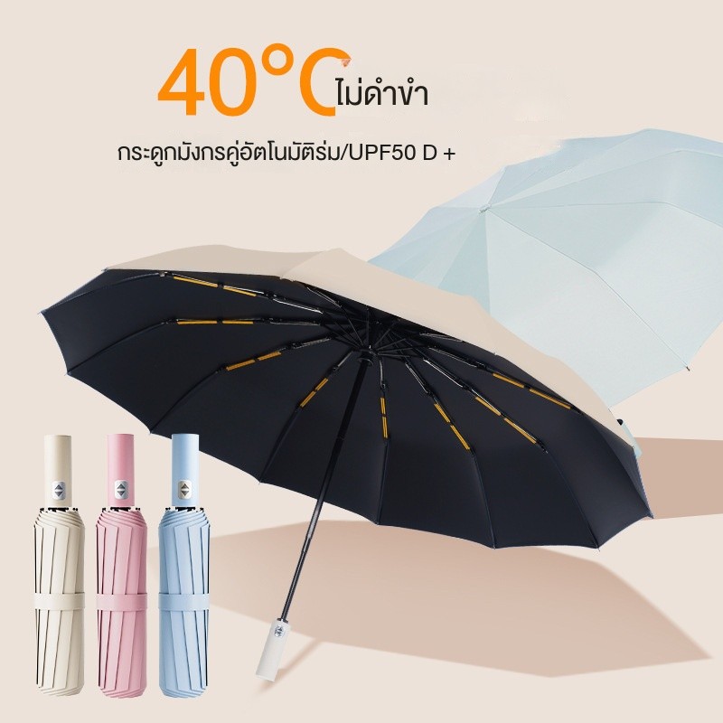 ร่มได้ Automatic ร่ม 24 ริบ UPF50+ ขนาด 23 นิ้ว ร่มพับลม เส้นผ่าศูนย์กลาง 105 ซม 7 สี เลือก ร่ม ...