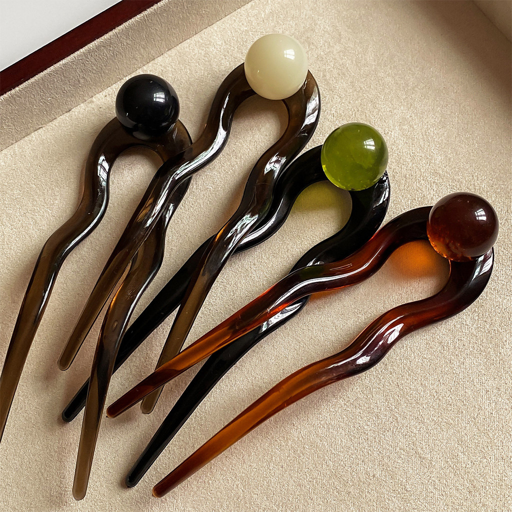 รอบลูกปัด Acetate u-Shaped Hairpin หญิง 2025 สไตล์ใหม่ High-End Hairpin ...