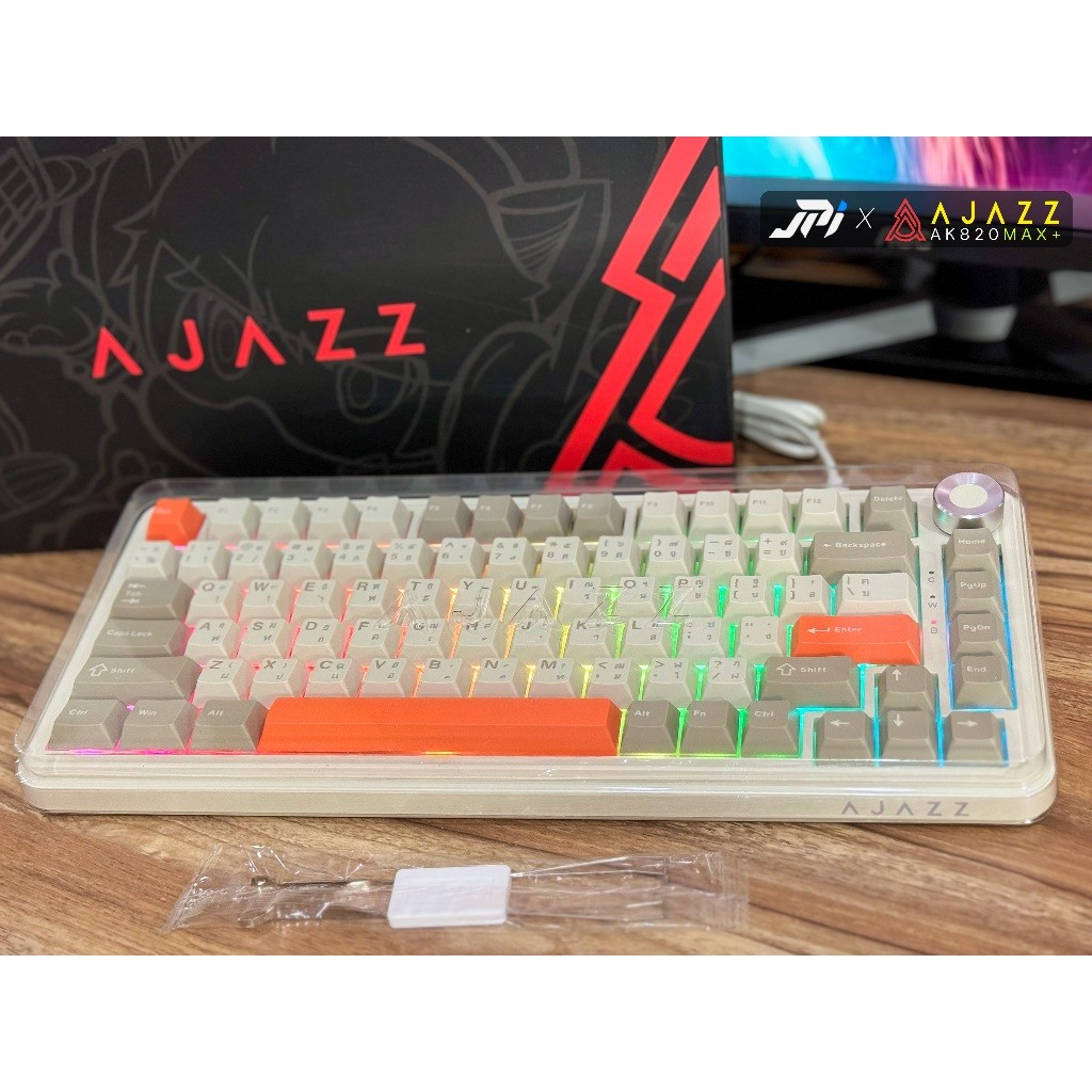 พิมพ์ง่าย ไร้สาย AJAZZ AK820 MAX PLUS คีย์บอร์ดเกมมิ่ง Mechanical Keyboard Tri-Mode Bluetooth ...