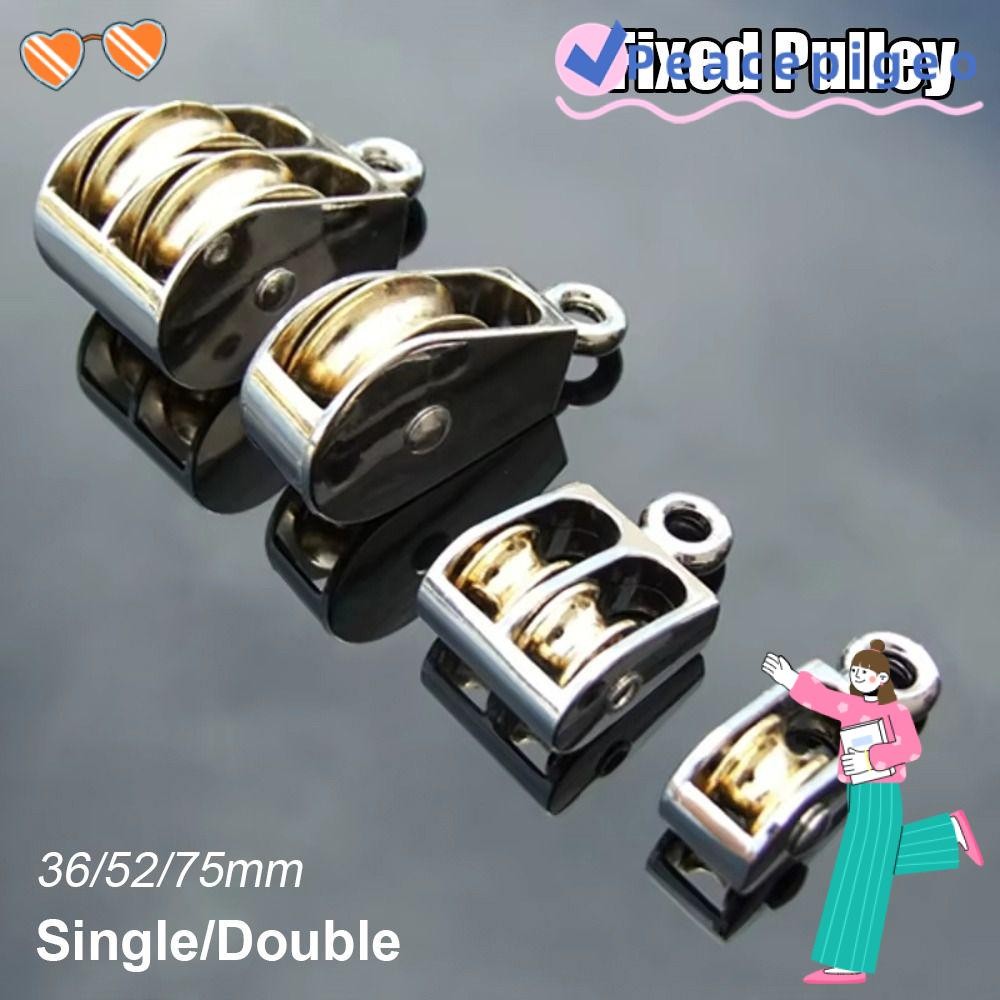 PEACEPIGEO 1 ชิ้นคงที่รอก, 36/52/75 มิลลิเมตรโลหะผสมสังกะสี Messenger Pulley, เดี่ยว/คู่ล้อ Mini ...