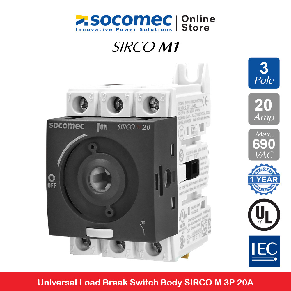 Socomec Universal Load Break Switch Body SIRCO M 3P 20A | 22003001 ...