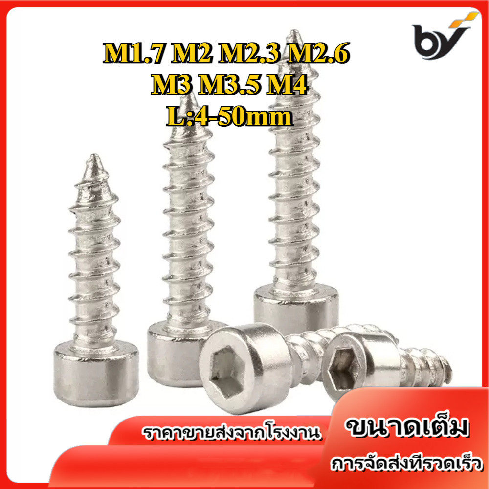 สกรูแตะตัวเองหกเหลี่ยมชุบนิกเกิลสกรูไม้สกรูเสียง M1.7 M2 M2.3 M2.6 M3 M3.5 M4 [BY-WDY] | Shopee ...