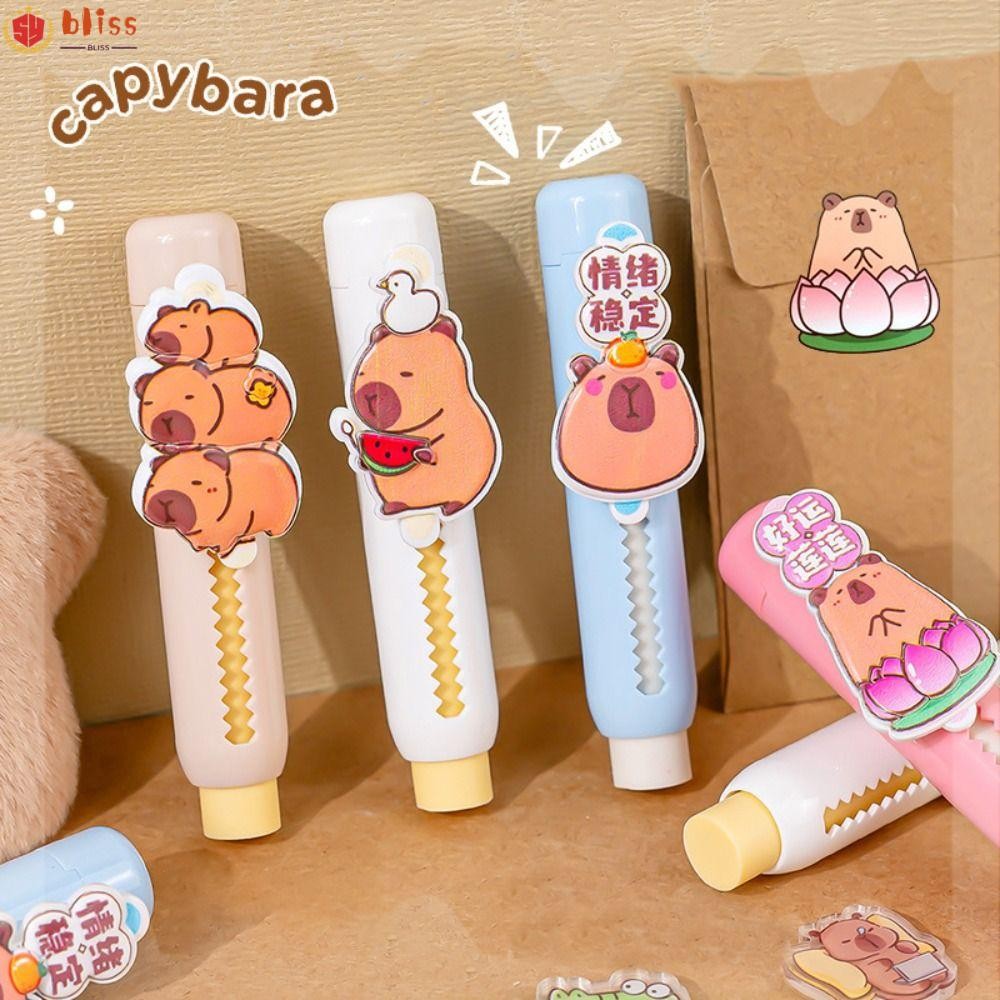 BLLISS ยางลบซิลิโคน 1 ชิ้น, ยางลบยางออกแบบแบบกดดึงการ์ตูน, Capybara ...