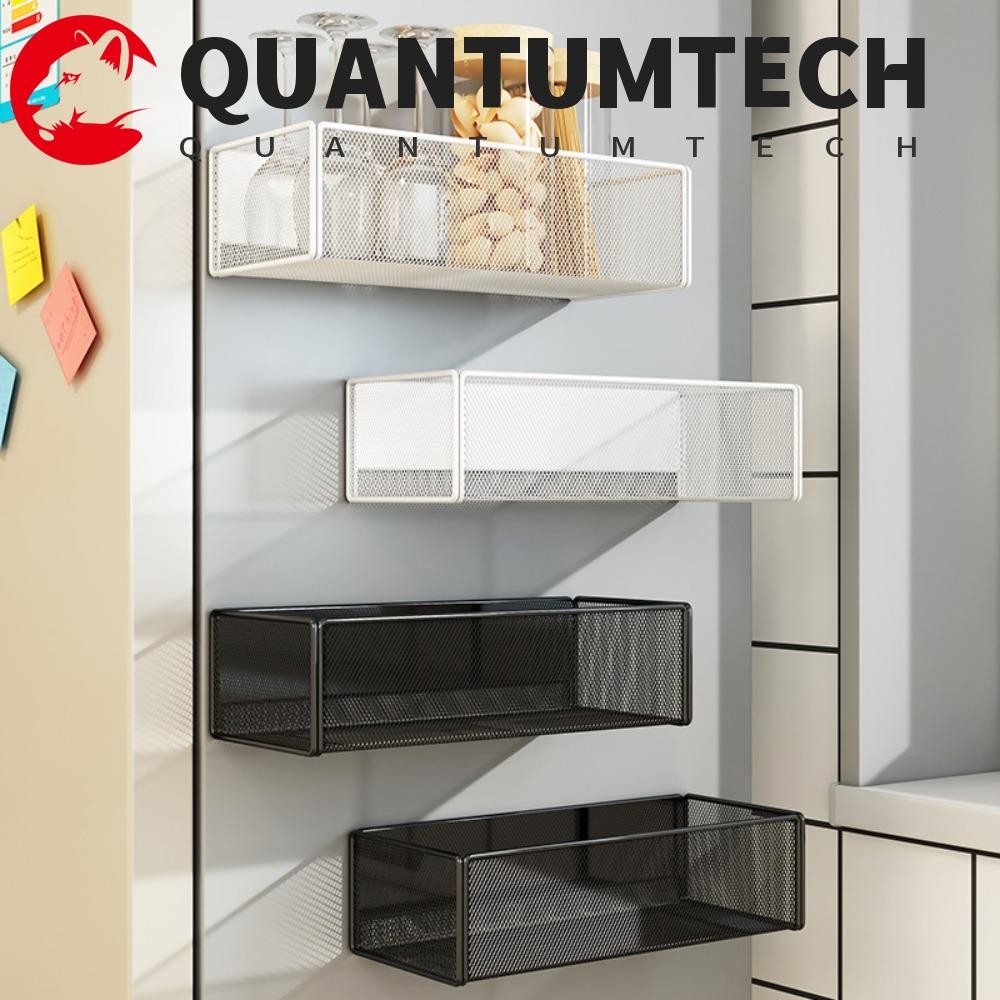 QUANTUMTECH ตู้เย็นชั้นวางแม่เหล็ก,โลหะสแควร์ตู้เย็น Rack,แขวนตะกร้าทนทานมัลติฟังก์ชั่ No-Punch ...