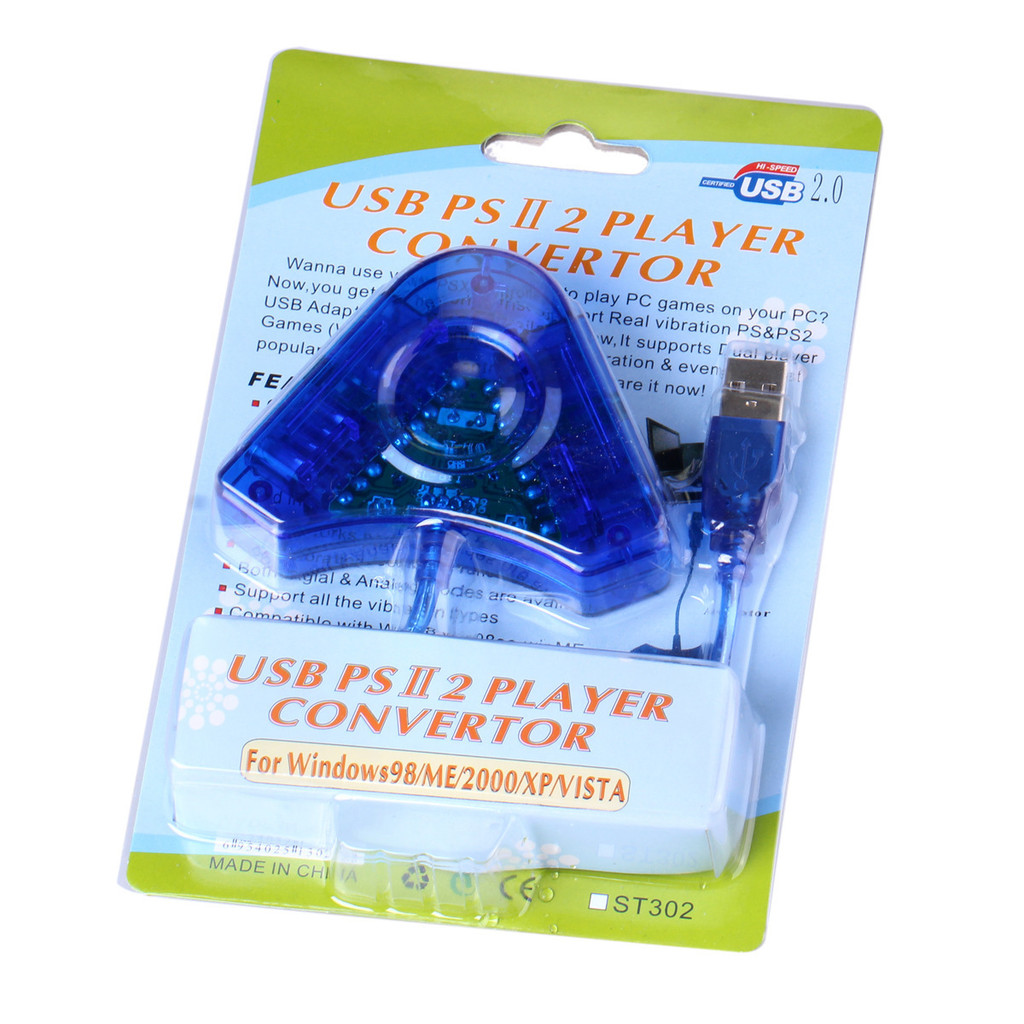 พร้อมบรรจุ Dual Port Triangle USB Adapter สําหรับ Sony PS2 Gamepad to ...
