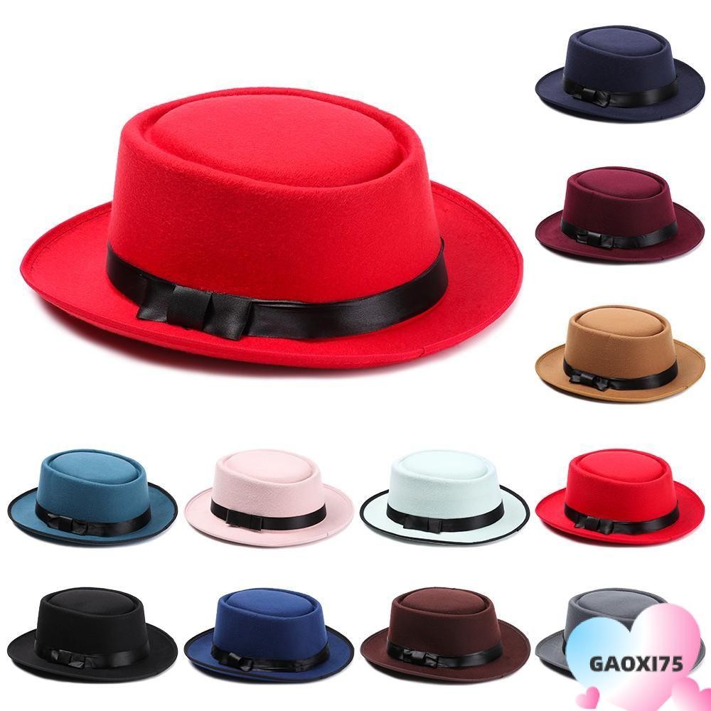 Gaoxi75 Jazz Cap Vintage ผู้หญิงผู้ชายขนสัตว์กว้าง Brim แบนชุด Dance ...