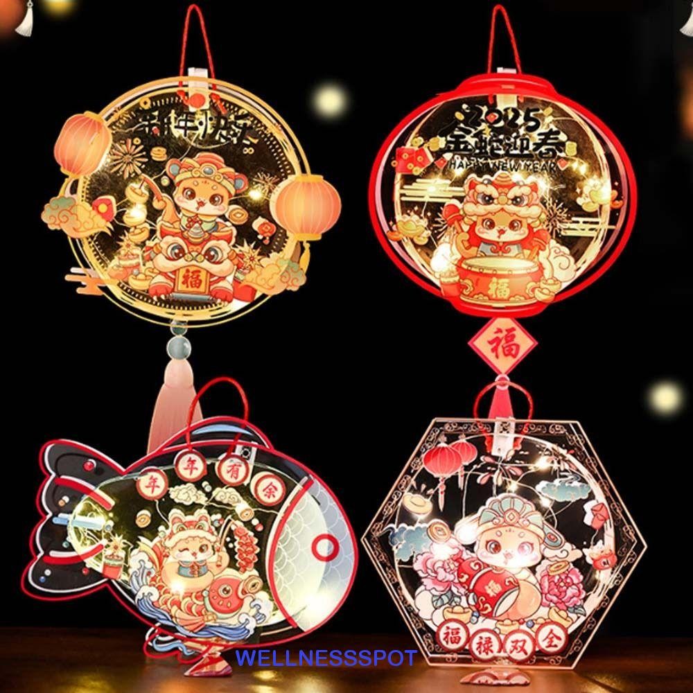 Wellnessspot 2025 โคมไฟพกพาปีงู, โคมไฟส่องสว่างปีใหม่แบบดั้งเดิมสไตล์จีน, กันน้ํา PVC การ์ตูน ...
