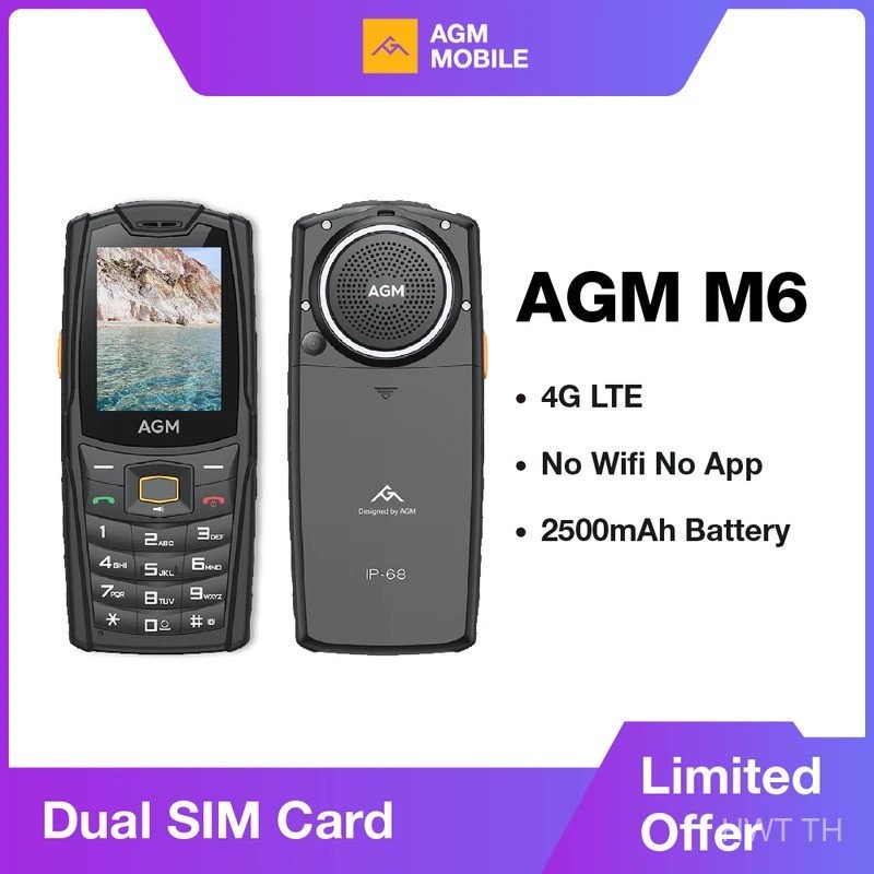 AGM M6 Rugged Phone - Loud 103dB Speaker, 2.4" Screen, 4G Dual SIM ...