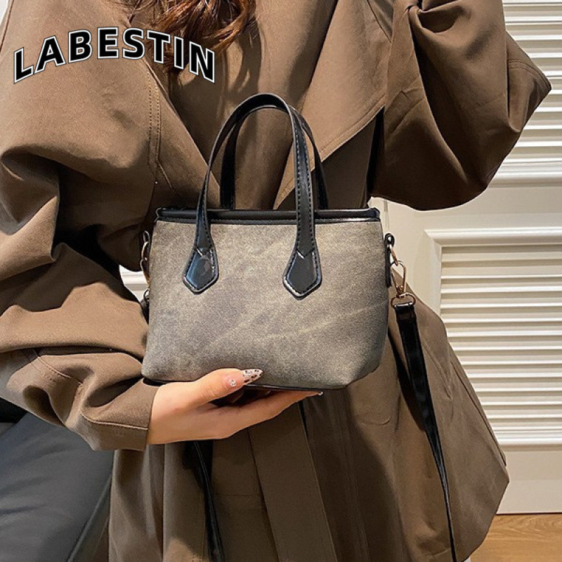 LABESTIN กระเป๋าถังมือผู้หญิงระดับไฮเอนด์ย้อนยุคช่องอเนกประสงค์กระเป๋า ...