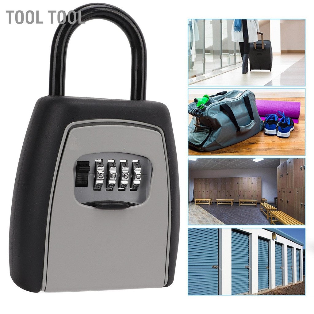 Tool Key Lock Box Hanging Portable Resettable Password 4‑Digit ...