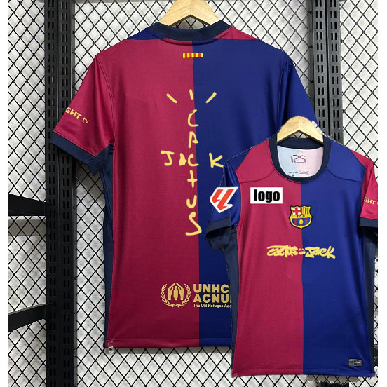 24 25แฟนบาร์เซโลนา Barca travis SCOTT Lamine Yamal Lewandowski เสื้อ ...