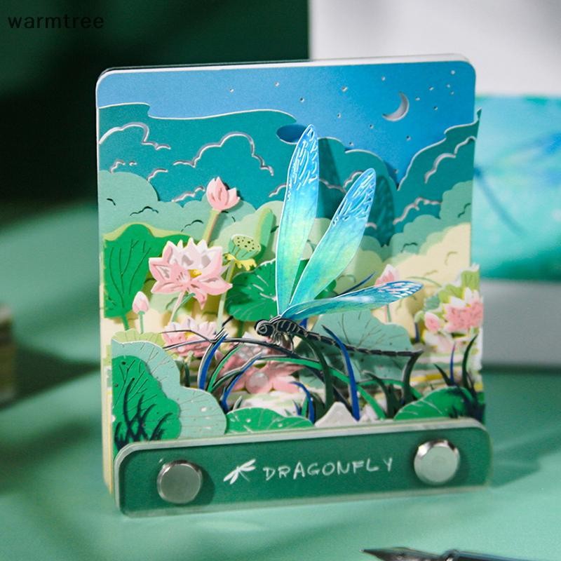 (warmtree) 3d Dragonfly กระดาษประติมากรรมรุ่น Memo Pad Artsy Pads Hand ...