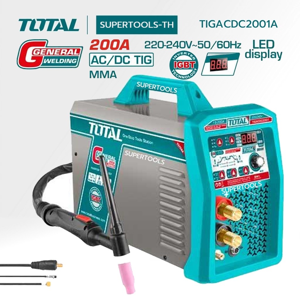 TOTAL ตู้เชื่อมไฟฟ้า IGBT 2 ระบบ TIG/MMA รุ่น TIGACDC2001A อุปกรณ์ช่าง เครื่องมือ Supertools ...
