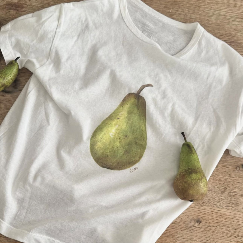 ฟลีตตา 2025 เสื้อยืดแขนสั้นพิมพ์ลูกแพร์ผ้าฝ้ายเกาหลี WMJJ | Shopee Thailand