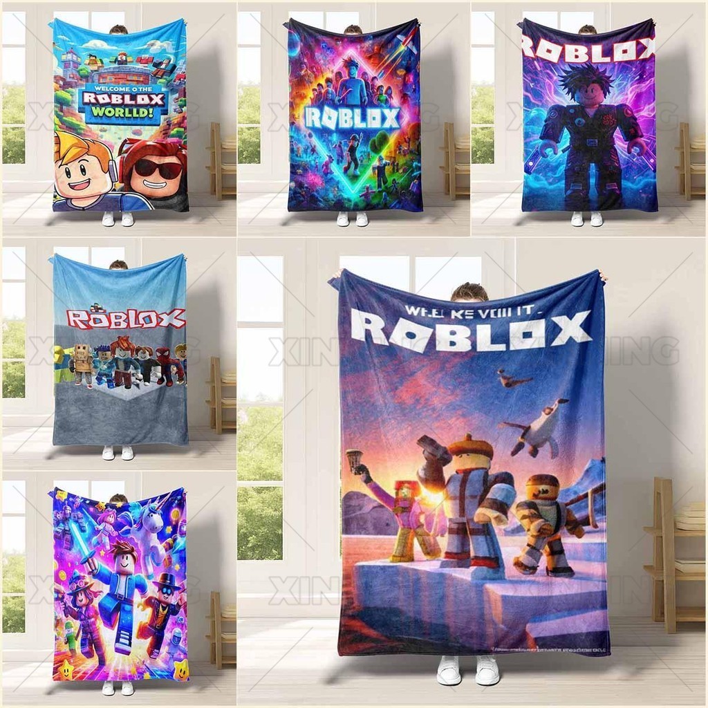 Roblox ผ้าห่มเครื่องปรับอากาศ Soft Fluffy Camping แบบพกพารูปแบบการ์ตูน ...