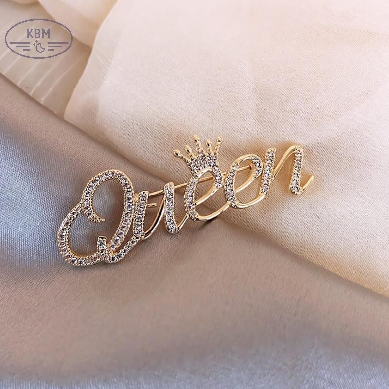 KBM Letter เข็มกลัด Queen Temperament สูทเข็มกลัดคริสตัลอัญมณีอเนก ...