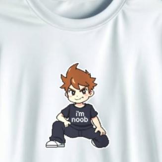 พร้อมส่ง เสื้อยืดลาย Mononoke พิกเซล 16-bit นั่งเท่ ๆ + I'm Noob ใส่ ...