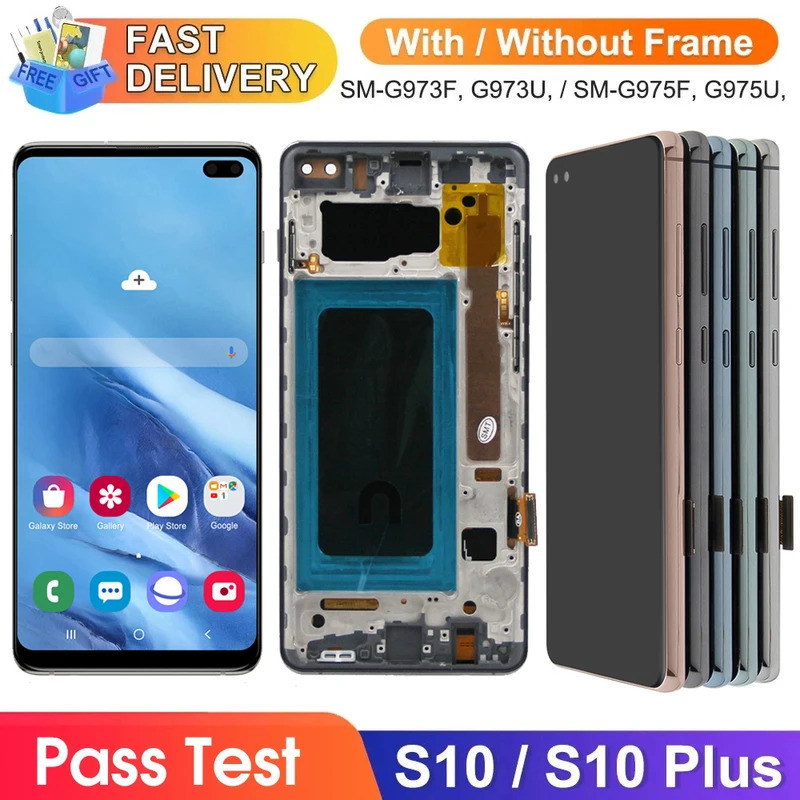 หน้าจอสําหรับ Samsung Galaxy S10 Plus S10+ G975 G975F จอแสดงผล Lcd หน้า ...