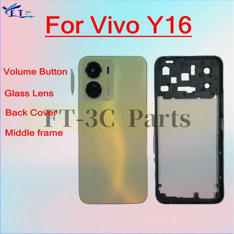 สําหรับ vivo Y16 V2204 V2214 ฝาหลังที่อยู่อาศัยกรอบกลางอะไหล่ทดแทน ...