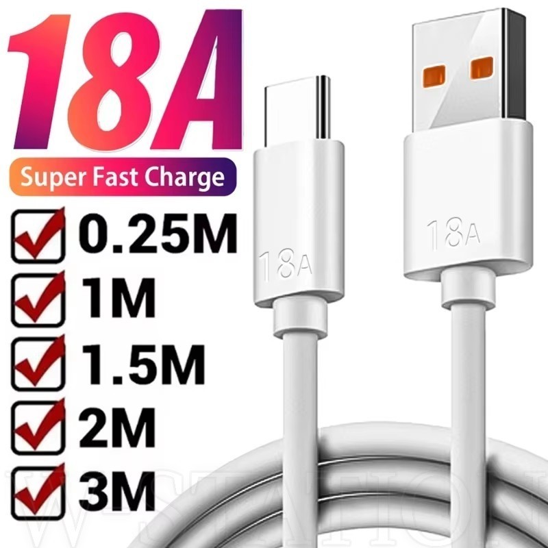 18a TYPC-C สายชาร์จเร็ว - 0.25 ม. 1 ม. 1.5 ม. 2 ม. 3 ม. - สายชาร์จ USB ...
