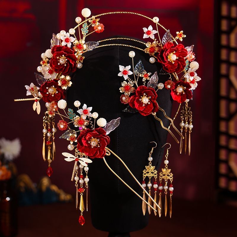 โบราณ Hefu He Hanfu เครื่องประดับผมเจ้าสาวงานแต่งงานจีน Headdress ...
