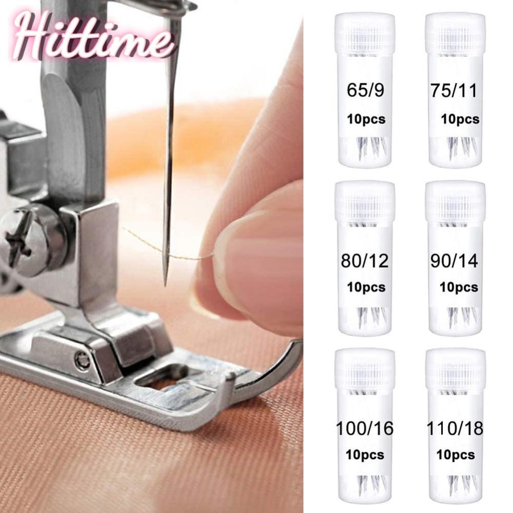 Hittime 10 ชิ้น/หลอดจักรเย็บผ้าเข็มในครัวเรือนจักรเย็บผ้าเปลี่ยนเข็มอุปกรณ์เสริม 75/11 80/12 90/ ...