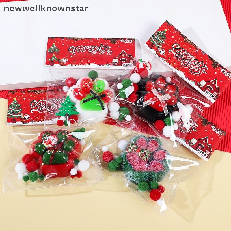 Newwellknownstar ใหม่คริสต์มาส Santa Mochi Taba Squishy Kitty Paw ความ ...
