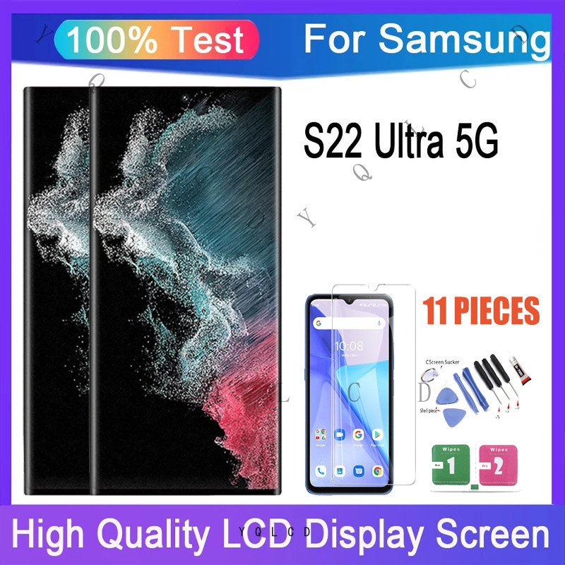 Original AMOLED Samsung Galaxy S22 Ultra 5G จอแสดงผล LCD หน้าจอสัมผัส ...