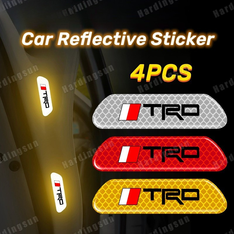 4 ชิ้น Toyota TRD ประตูรถสติกเกอร์สะท้อนแสง Scratch สติกเกอร์ป้องกัน ...