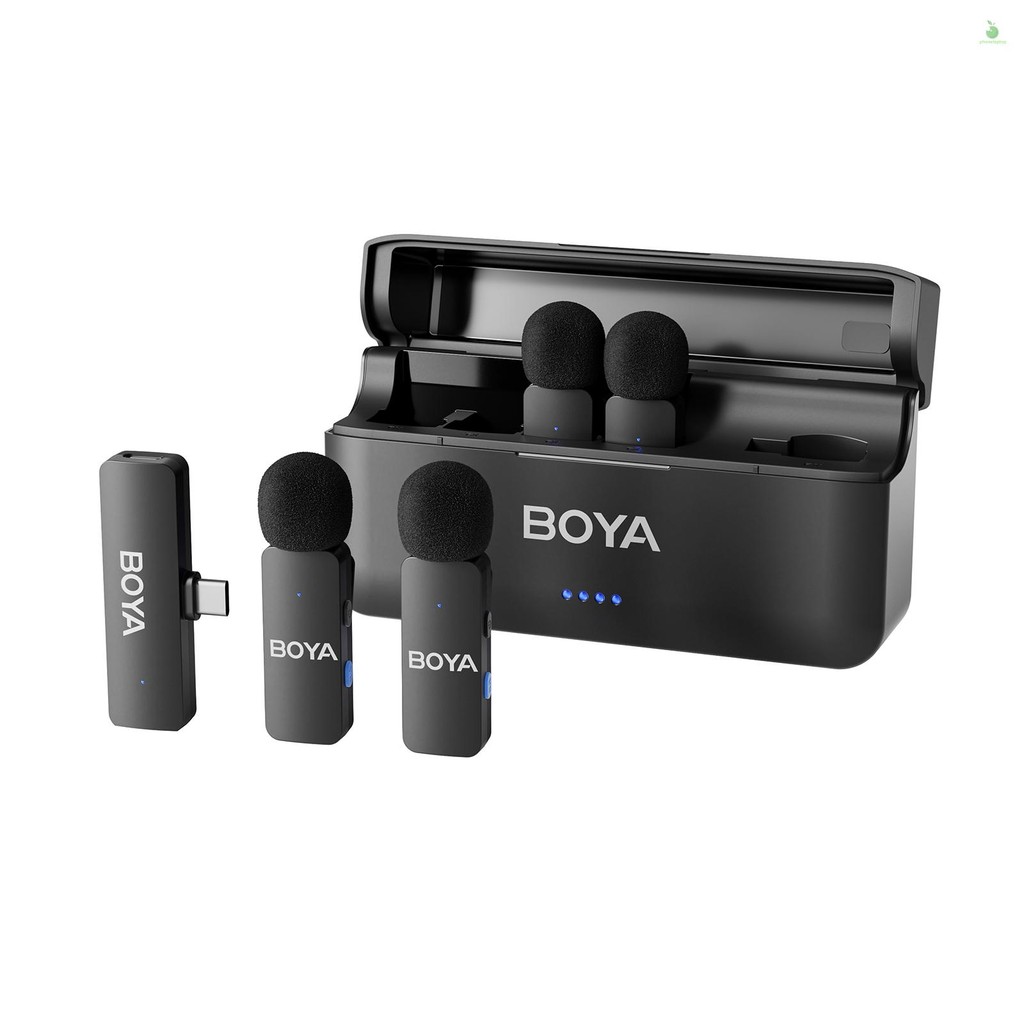 Boya BY-V4U 4-Channel 2.4G ระบบไมโครโฟนไร้สาย Clip-on ไมโครโฟนโทรศัพท์ Omnidirectional Mini ...