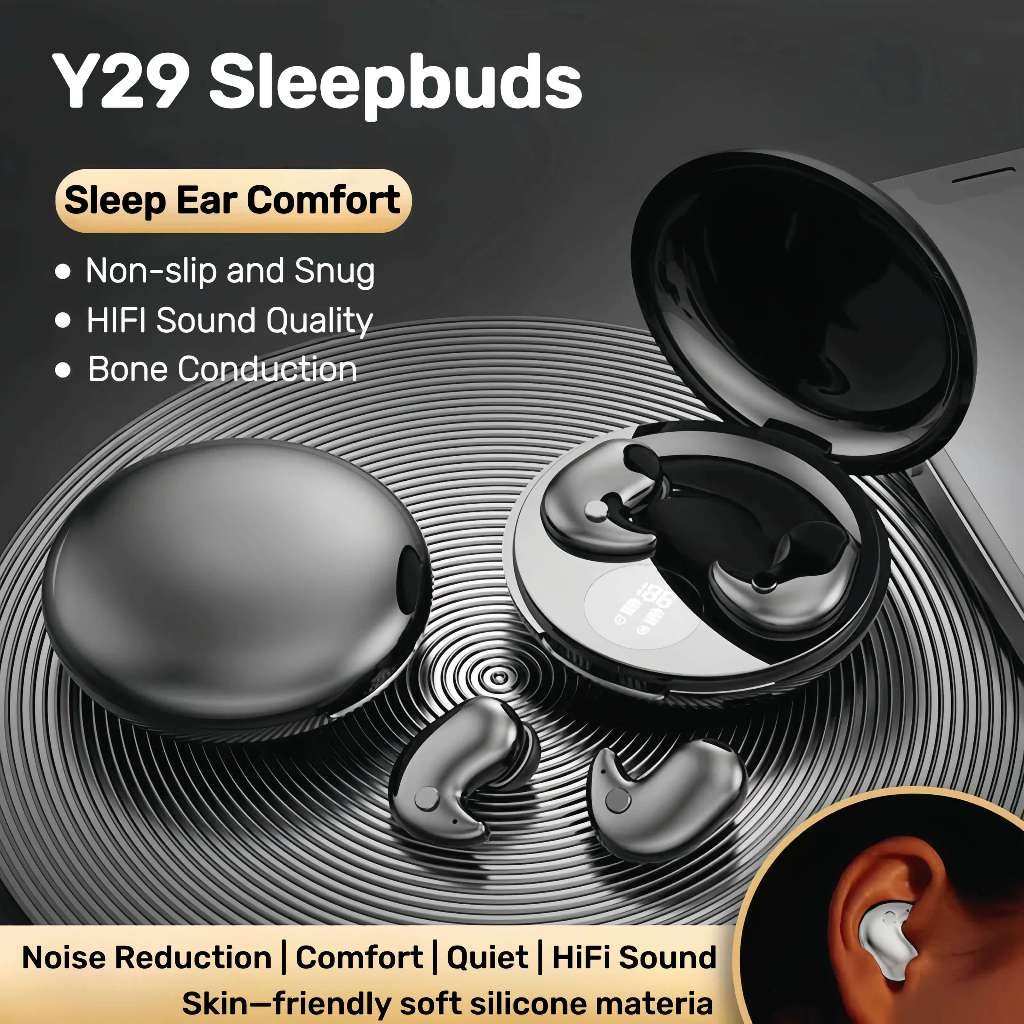Y29 Sleeping Earbuds หูฟังไร้สายบลูทูธกันน้ําแบบพกพาและ Featherweight ...