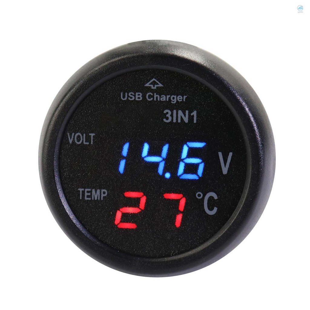 Crth 3-in-1 Multifunctional Digital Voltage Temperature Monitor Multimeter Car Motorcycle ...
