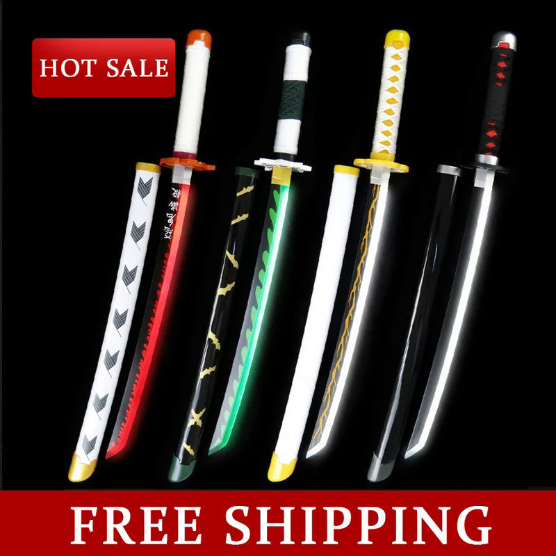 76cm Demon Slayer Lightsword Cosplay Wooden Sword Nichirin Swords ...