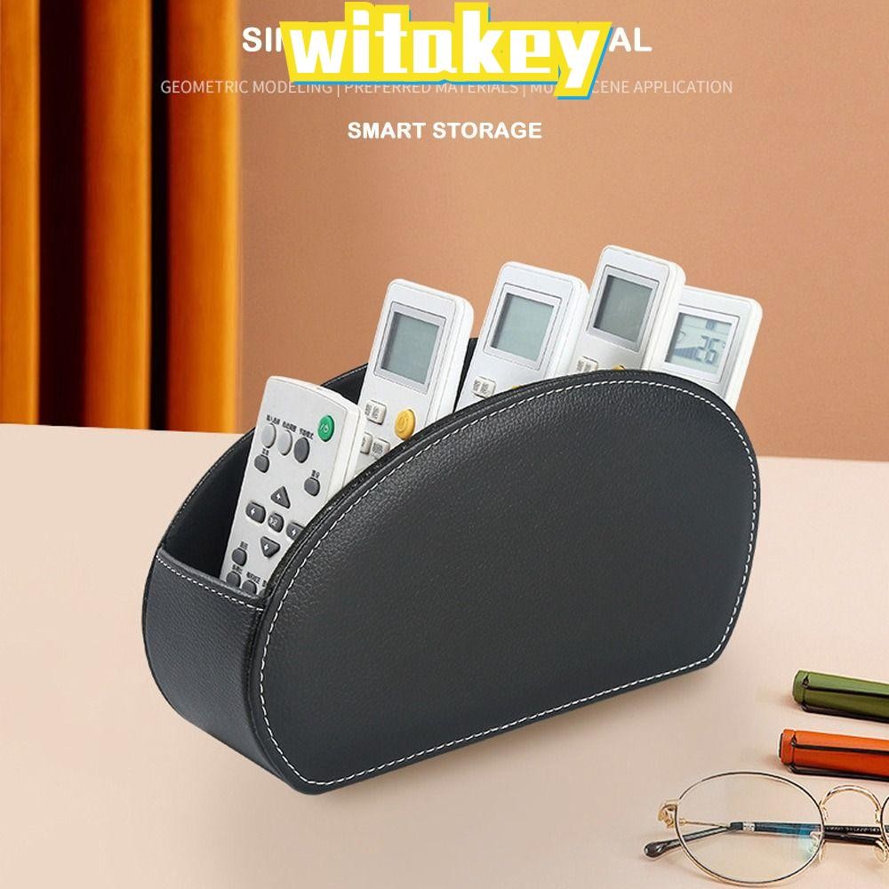 WITAKEY รีโมทคอนโทรลกล่องเก็บ, Classified Storage PU หนังเดสก์ท็อป,แฟชั่นห้ากริดผู้ถือปากกา ...