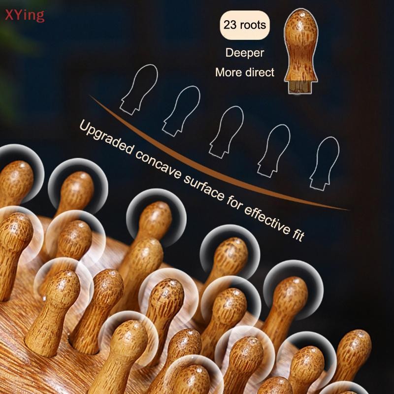 [Xy] ไม้จันทน์นวดหนังศีรษะหวี Meridian หวี 23 ฟันหยาบหัวหวีผม Body ...