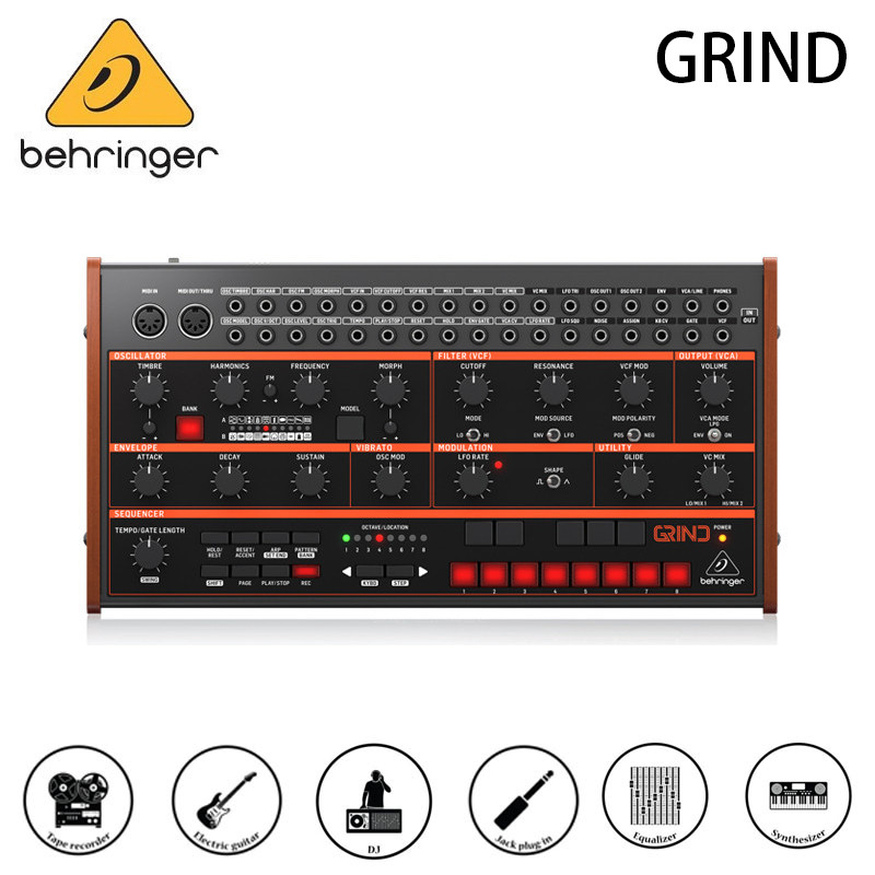 Behringer GRIND Hybrid Semi-Modular Synthesizer พร้อมเครื่องยนต์เสียงดิจิตอล 24 เครื่อง, ตัวกรอง ...