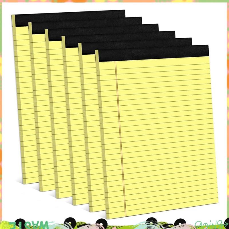 Super 6 Pack Yellow Note Pads 8.5 X 11.75 นิ้วแคบ Ruled Lined Writing ...