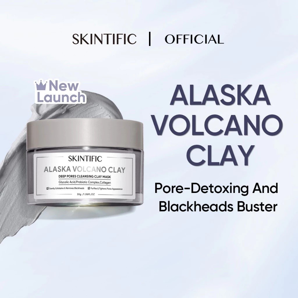 Skintific Alaska Volcano Clay Mask รูขุมขนและสิวหัวดํา คลีนซิ่งพอกหน้า ...