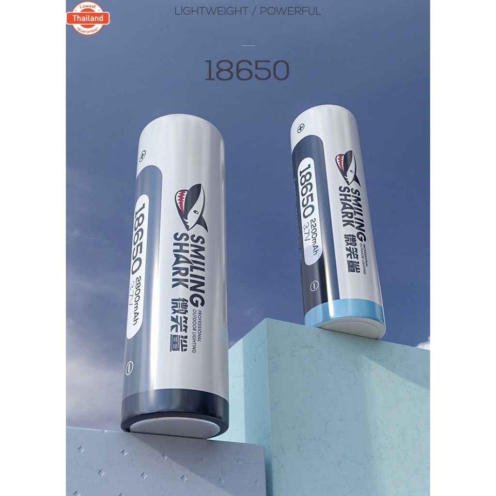 แตเตอรี่ลิเธียม smiling shark 18650 2800mAh genuineความจุขนาดใหญ่ 3.7v ...