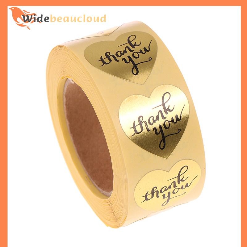 Widebeaucloud 500 สติ๊กเกอร์ขอบคุณ mini diy craft gold รูปหัวใจ lables ...