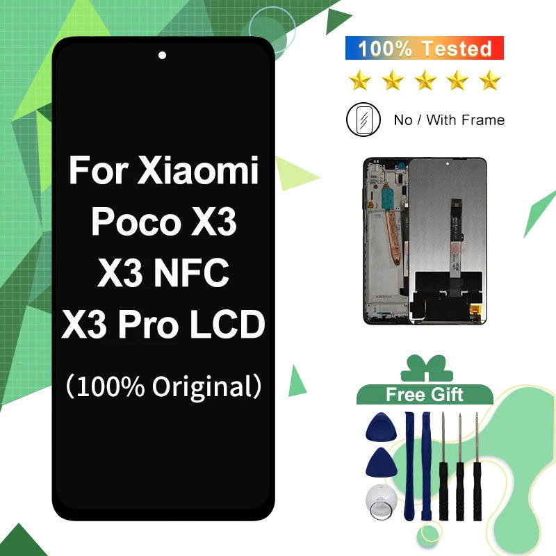 หน้าจอ LCD IPS สำหรับ Xiaomi Poco X3 X3 NFC M2007J20CG หน้าจอสัมผัส Digitizer สำหรับ Poco X3 Pro ...