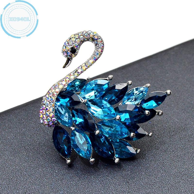 Xo94ol 1 PC Rhinestone Swan เข็มกลัด Blue Gradient Swan เข็มกลัด ...