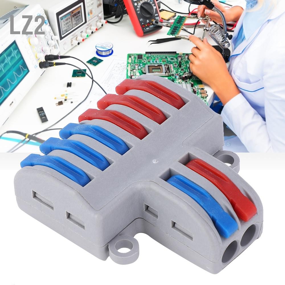 LZ2 5pcs 2 in 6 out Reusable Spring Lever Terminal Blocks Electric Wire ...