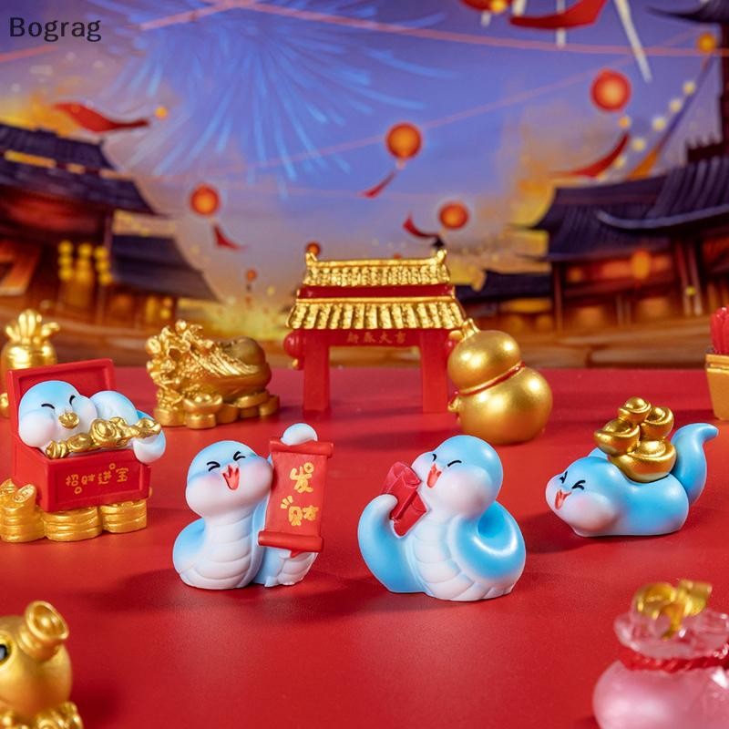 [Bogr] 2025 ตุ๊กตาปีใหม่ Miniatures การ์ตูน Blue Snake Micro ภูมิทัศน์ ...