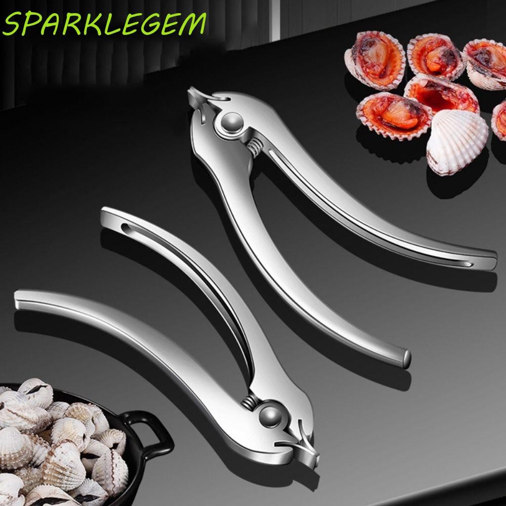 SPARKLEGEM คีมหอยเลือด, ด้ามจับโค้ง Grainy Shellfish Scallop Clamp ...
