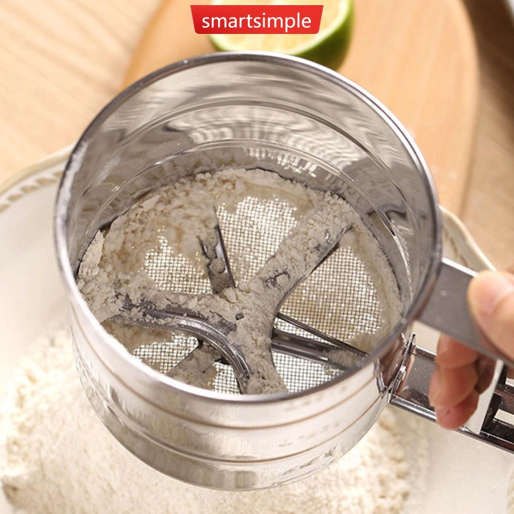 SMARTSIMPLE สแตนเลสแป้ง Sifter สําหรับเบเกอรี่ผงน้ําตาล Matcha Sifting ...