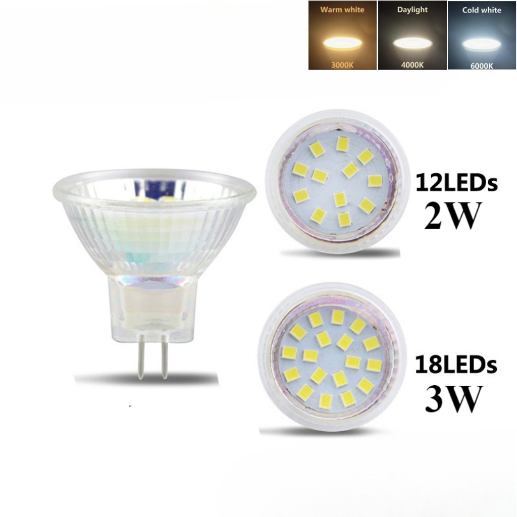 หลอดไฟสปอตไลท์ LED ขนาดเล็ก AC/DC 12V-24V MR11 GU4 2835 SMD 2W 3W 12LED ...