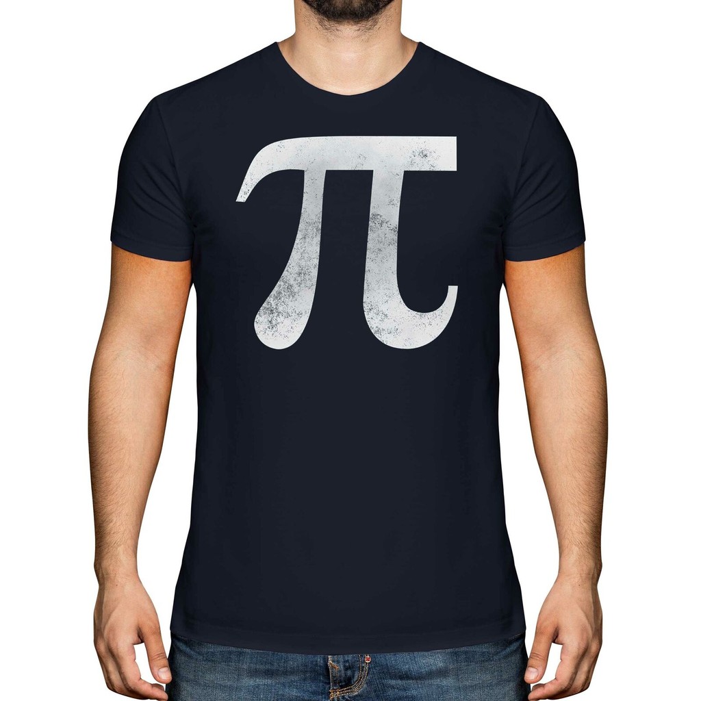 Pi Symbol Distressed Print Mens เสื้อยืดสไตล์วินเทจออกแบบ Top Maths ...