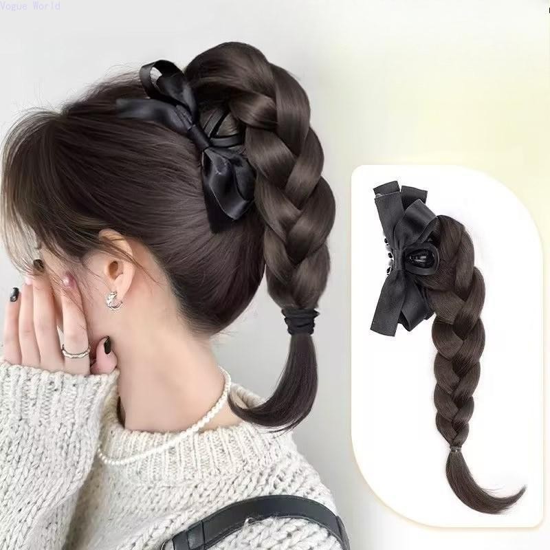 Vogue หญิงผมหางม้าสูง Bow Clasp Horsetail คว้าคลิปเพิ่มวิกผมธรรมชาติ ...