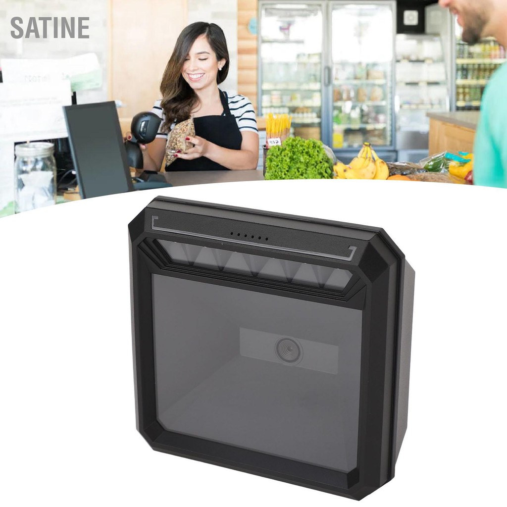 SaTine 2D 1D QR Barcode Scanner Hands Free Desktop USB Automatic Code ...